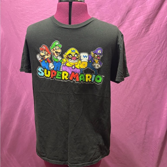 Nintendo | Shirts | Nintendo Super Mario Black Tee Short Sleeve Vintage ...